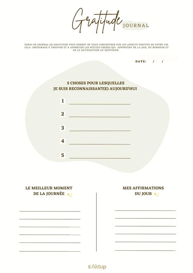 Journal de gratitude | Aktup