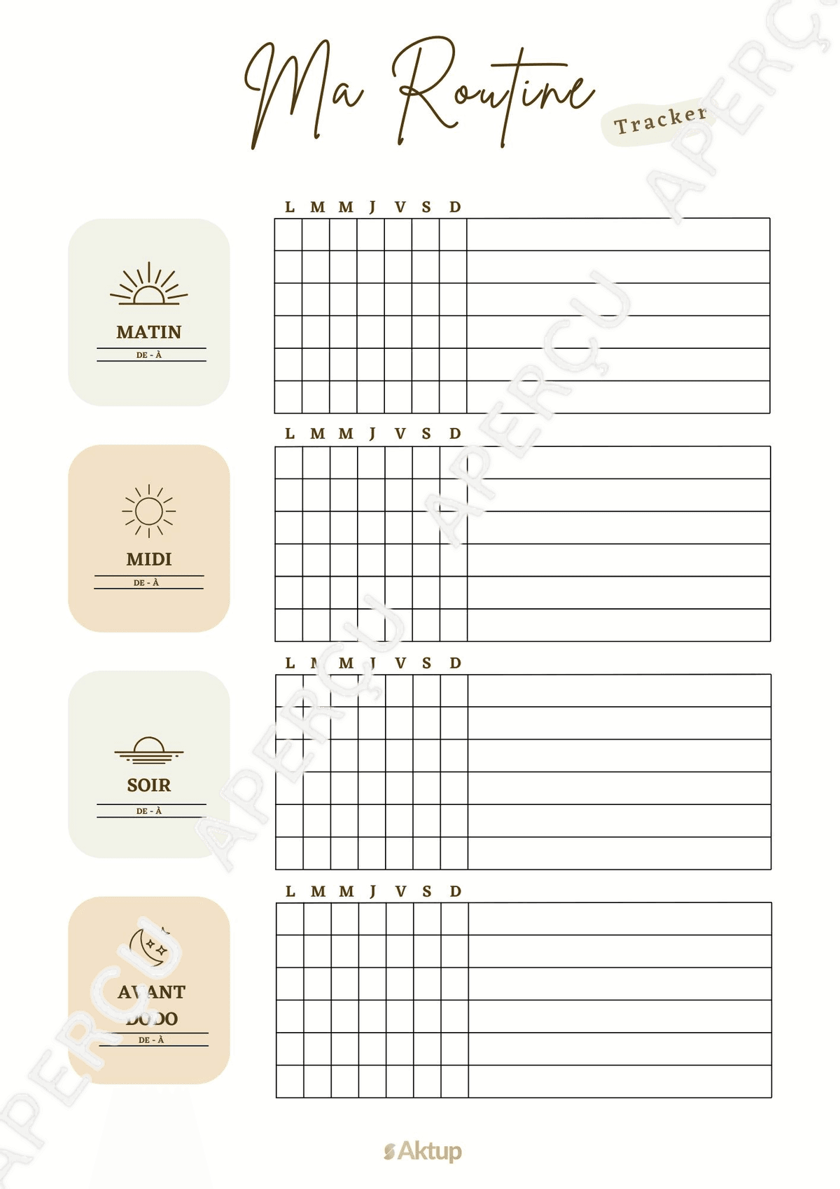 Ma Routine (tracker) | Aktup
