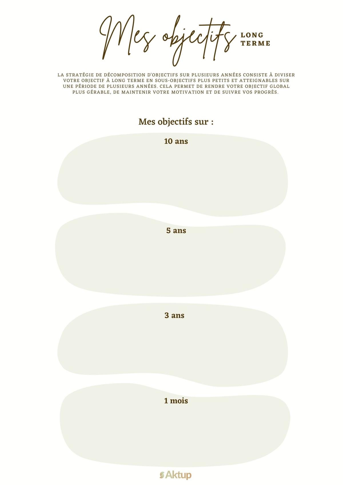 Mes objectifs long terme | Aktup