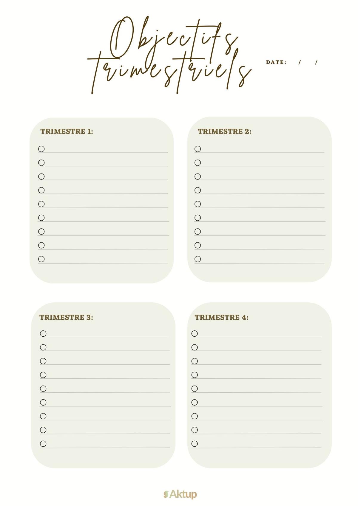 Objectifs trimestriels | Aktup