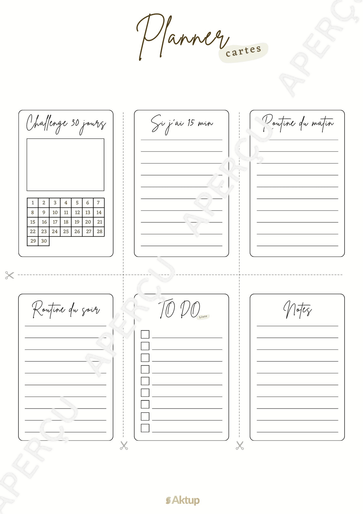 Planner Cartes Aktup
